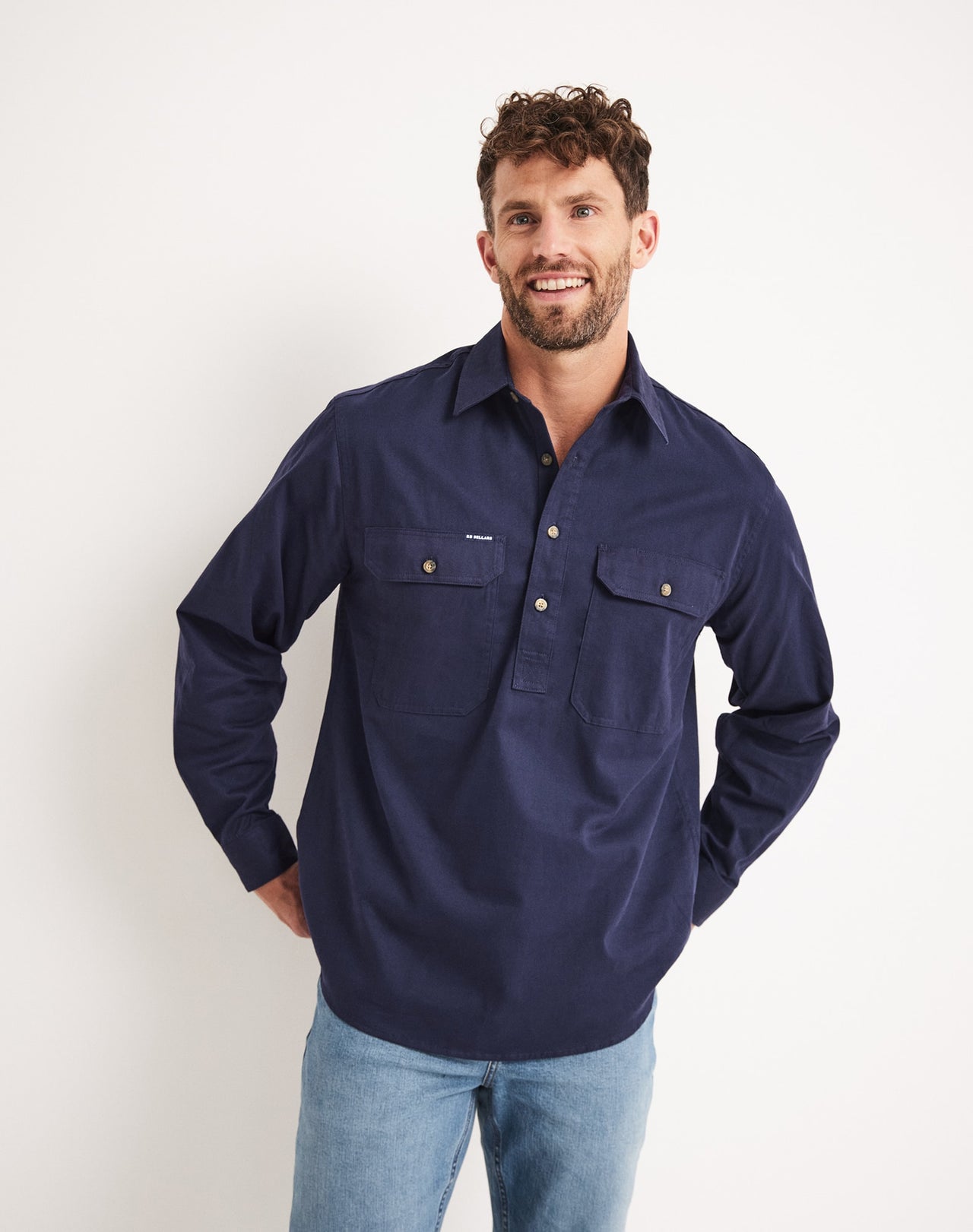 Burton Workshirt - Half Button Long Sleeve Mid Weight - Australian Cot ...