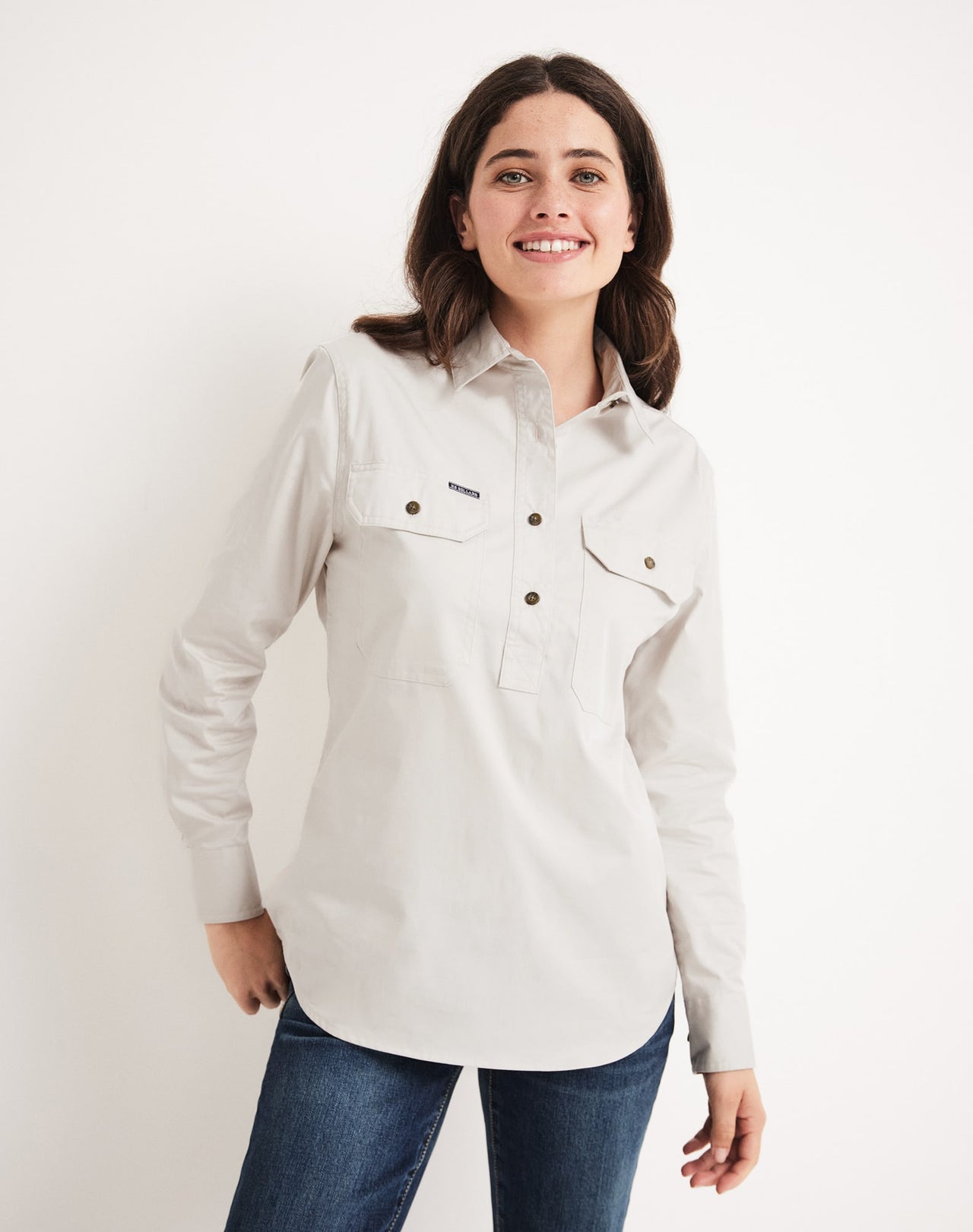 Sandy Workshirt - Half Button Long Sleeve Light Weight - Australian Co ...